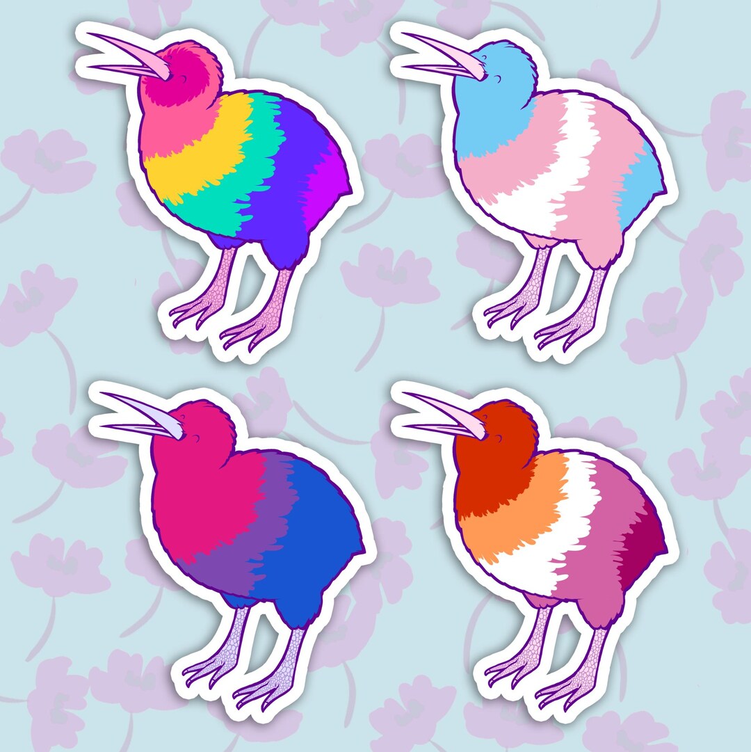 Kiwi Bird Stickers - Rainbow Gay Queer, Trans, Bisexual, Lesbian ...