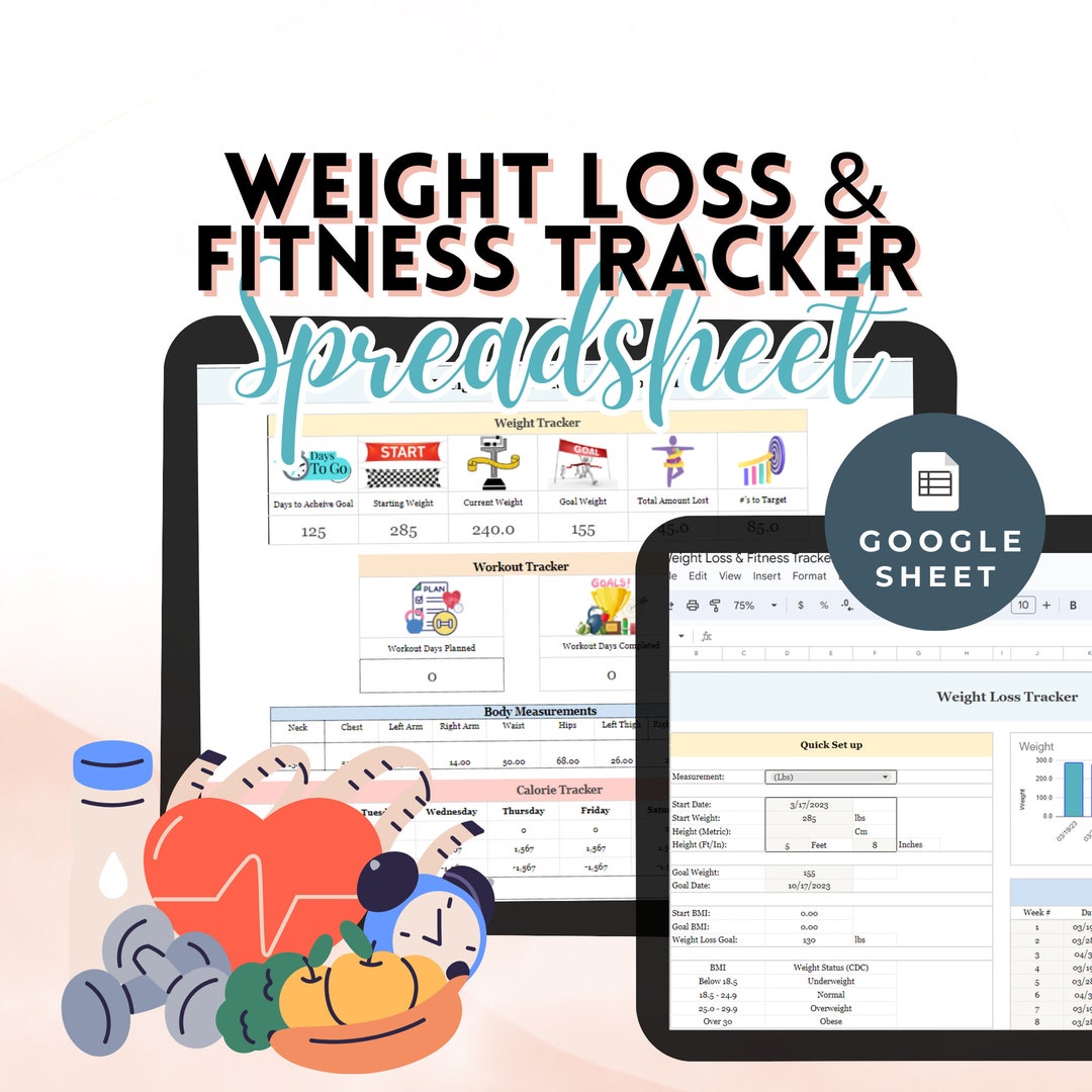 Body Measurements Calorie Tracker Diet Tracker Digital Weight Loss ...