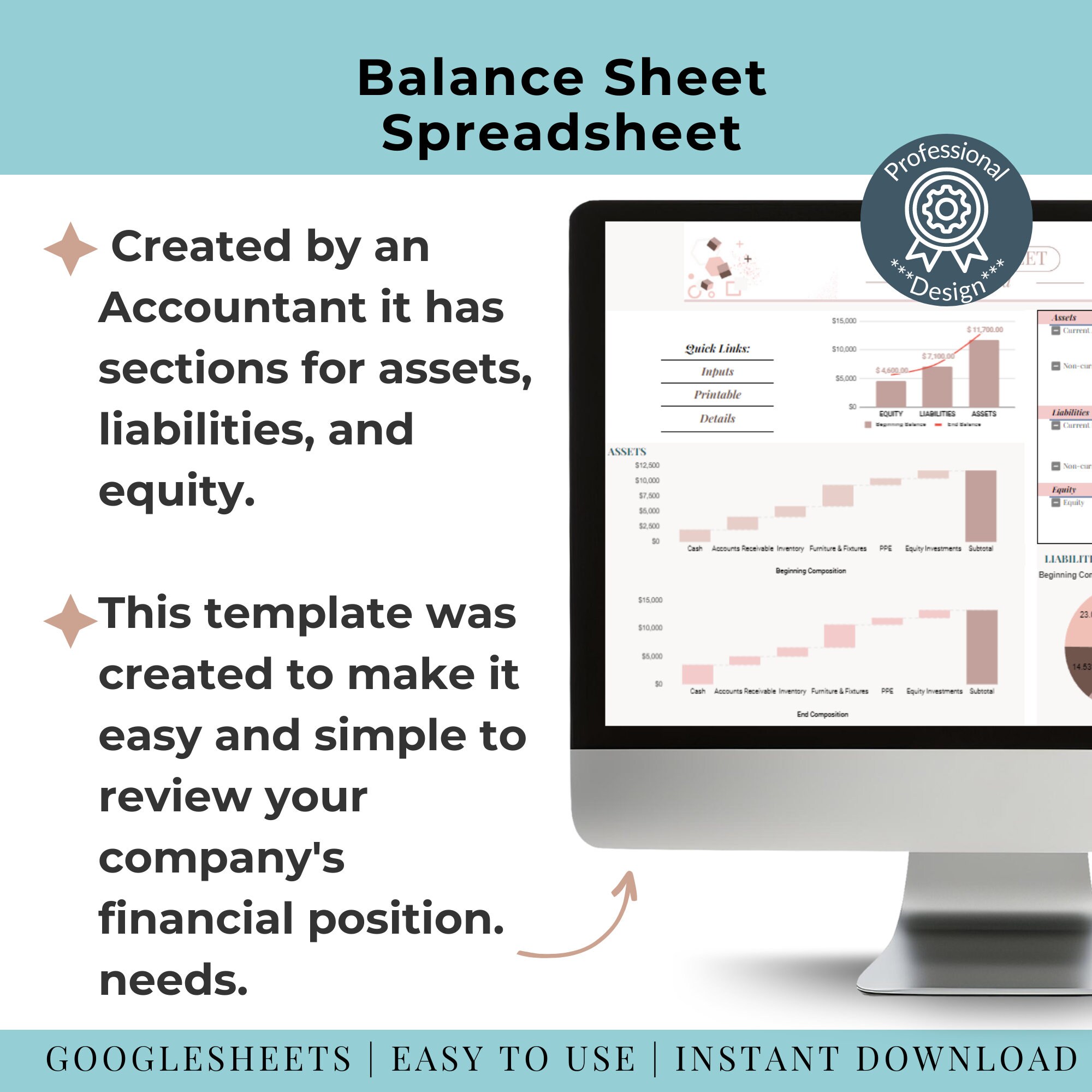 Balance Sheet Spreadsheet Monitor Business Performance Comprehensive ...