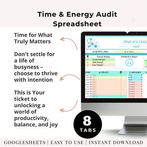 Scheduling Tool Energy Productivity Planner Time Management Spreadsheet ...