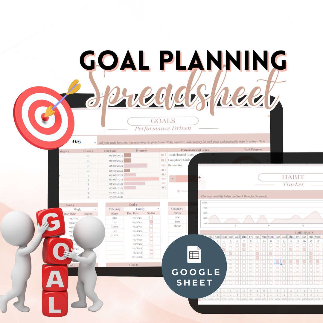 Goal Planning Google Sheet Spreadsheet Template Habit Tracker Fully ...
