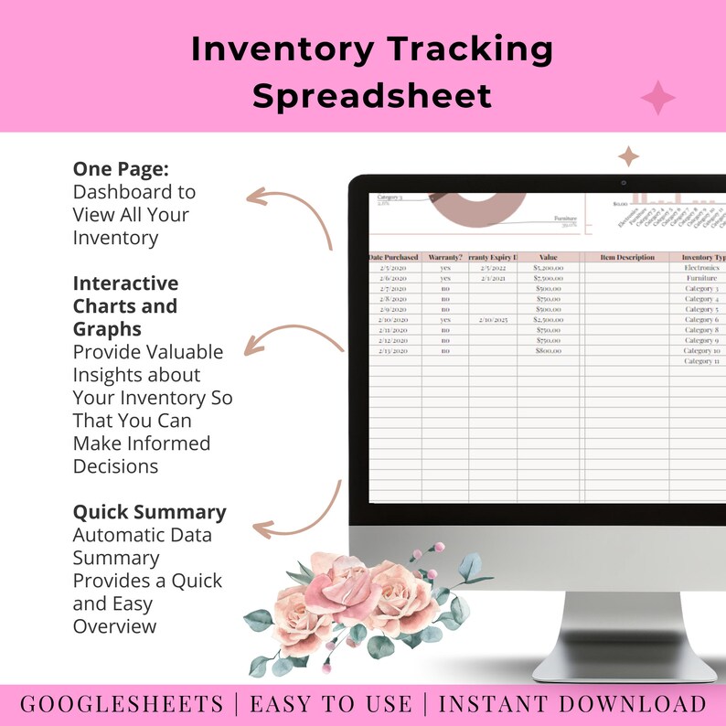 Inventory Tracker Editable Cleaning Supplies Inventory Template Simple Inventory Template Pantry ...