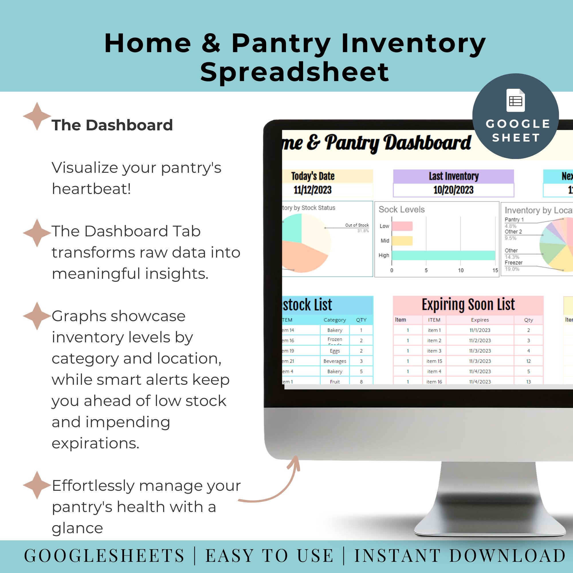 Pantry Inventory Tracker Template Printable Spreadsheet Google Sheets ...