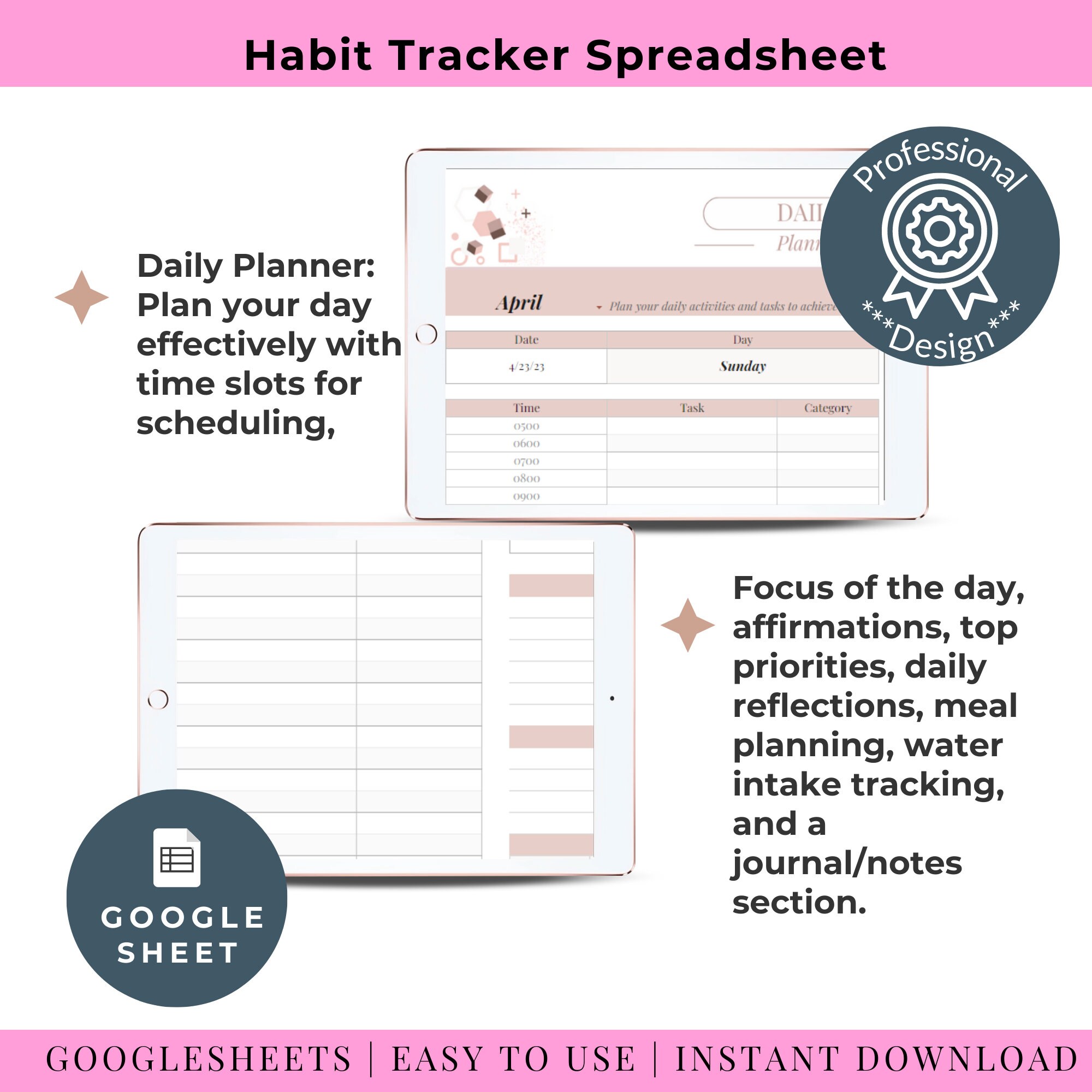 Daily Habit Tracker Spreadsheet Wheel of Life Worksheet - Etsy
