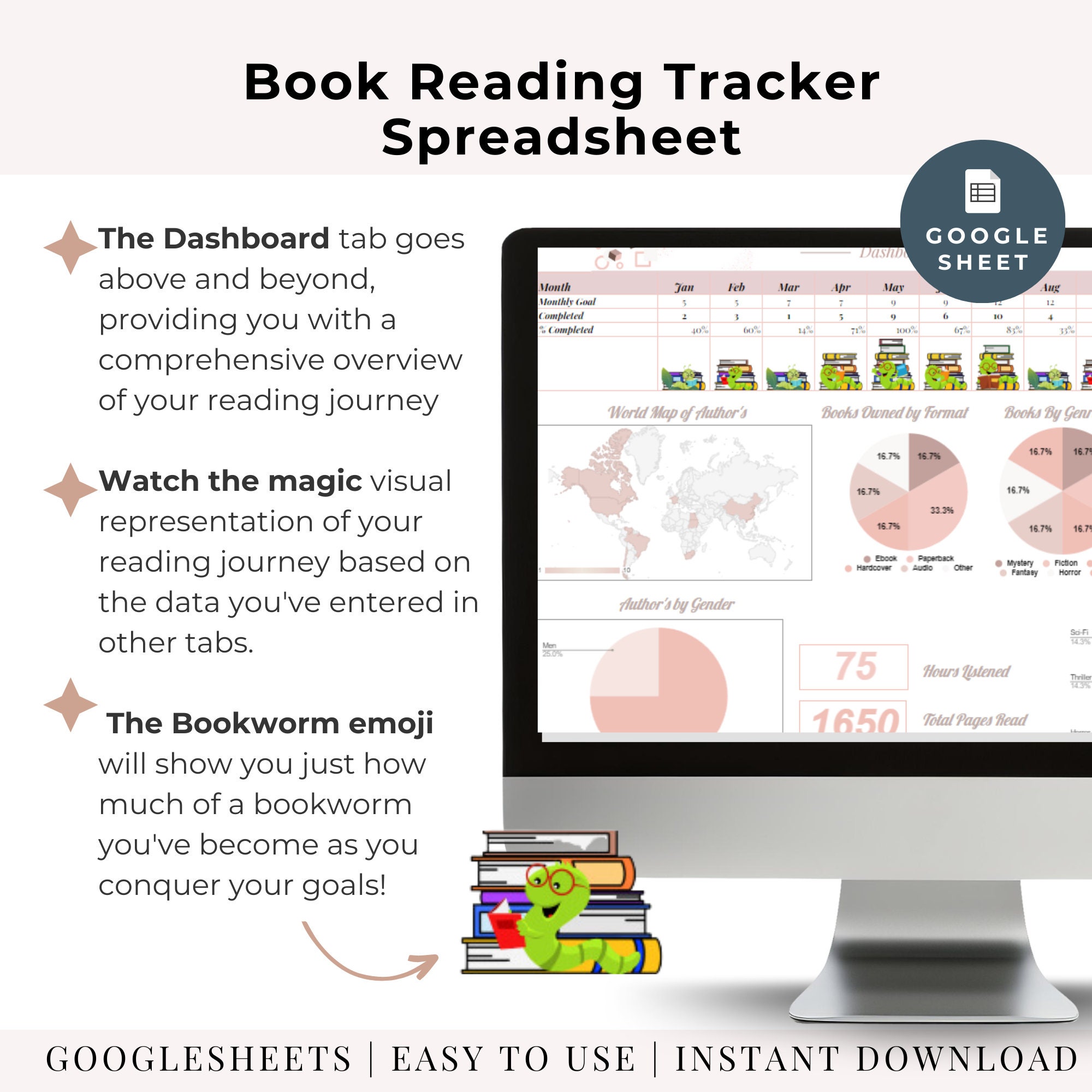 Reading Tracker Spreadsheet Google Sheets Books I've Read - Etsy