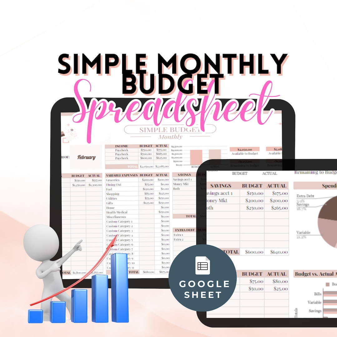 Simple Monthly Budget Spreadsheet Template Google Sheets Tracker ...