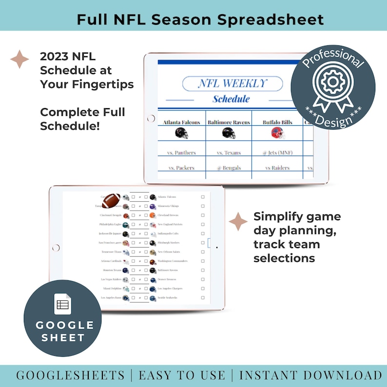 Pro Football Pick'em Pool Google Sheets Template Digital Download - Etsy
