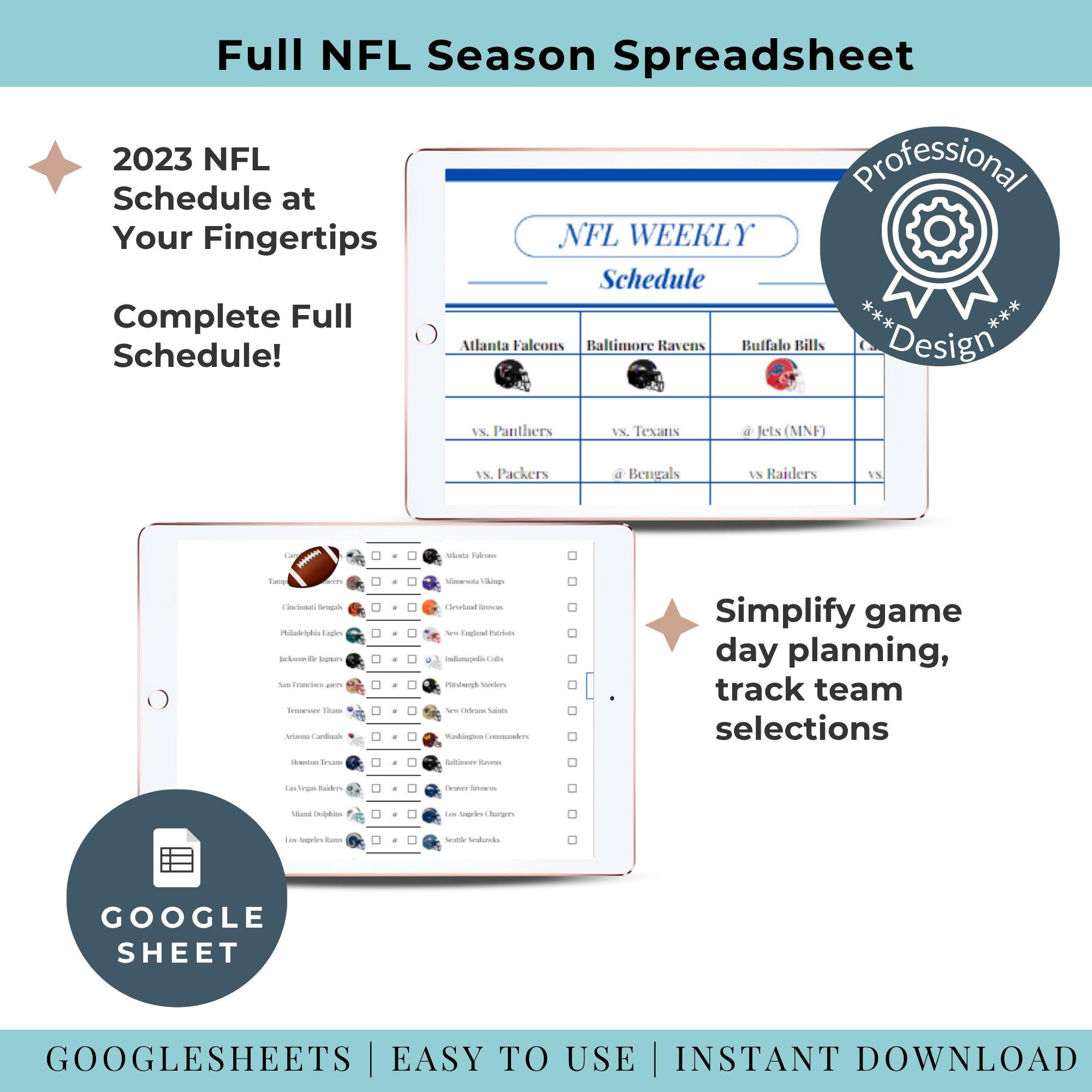 Pro Football Pick'em Pool Google Sheets Template Digital Download - Etsy