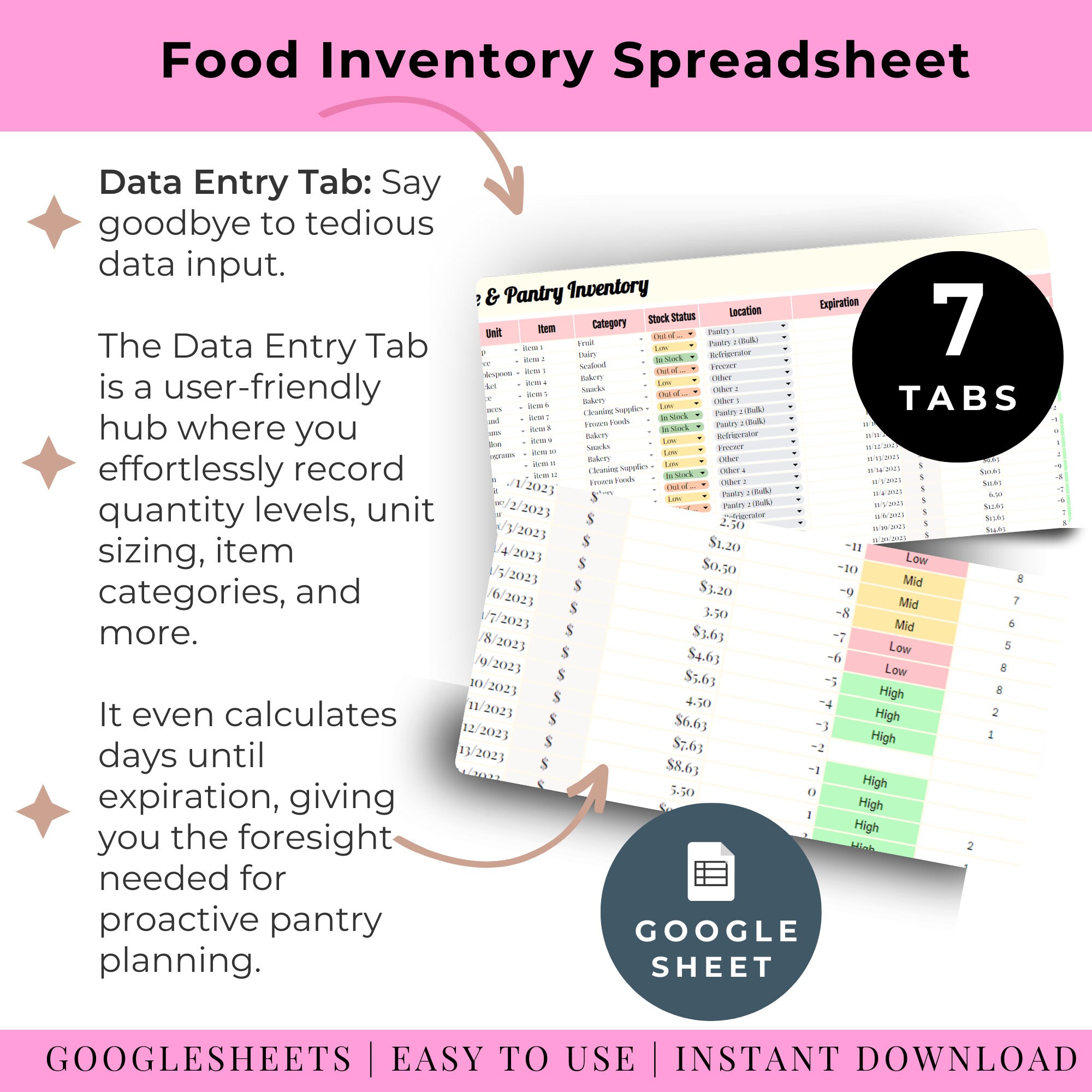 Kitchen Inventory Spreadsheet Template Checklist Grocery List Printable ...
