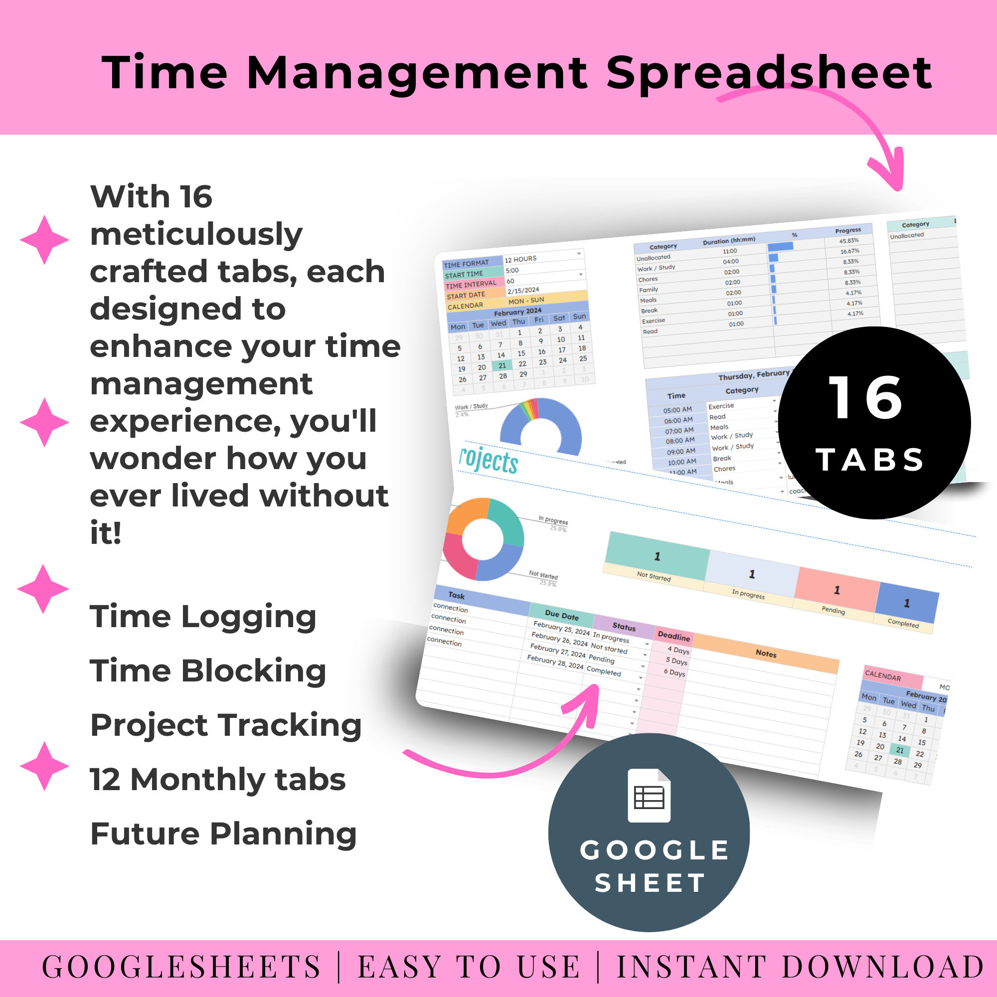 Google Sheets Time Management Template for Professionals Best Time ...