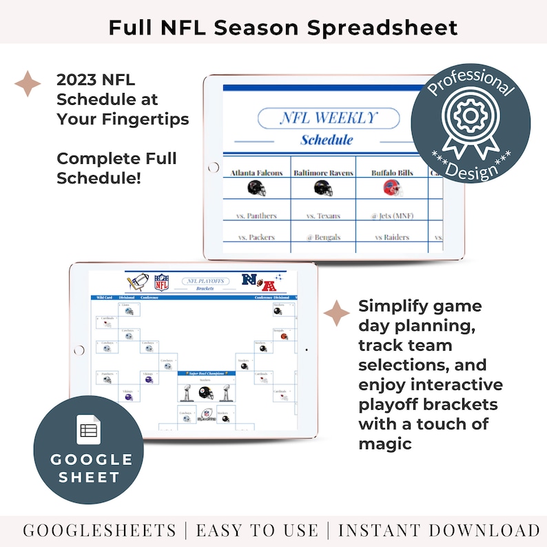 NFL Pick Sheet Pro Football Bet Tracker Spreadsheet Printable Weekly ...