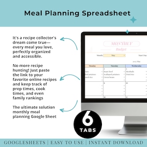 Meal Plan Spreadsheet Template Google Sheets Monthly Meal Planner ...