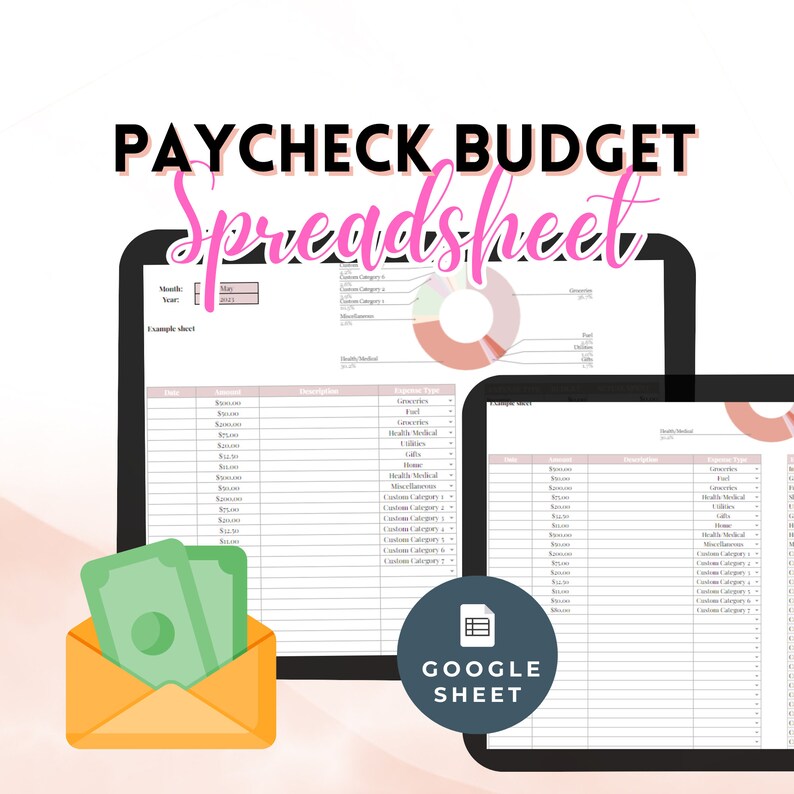 Paycheck Budget Spreadsheet Template for Google Sheets Budget by ...
