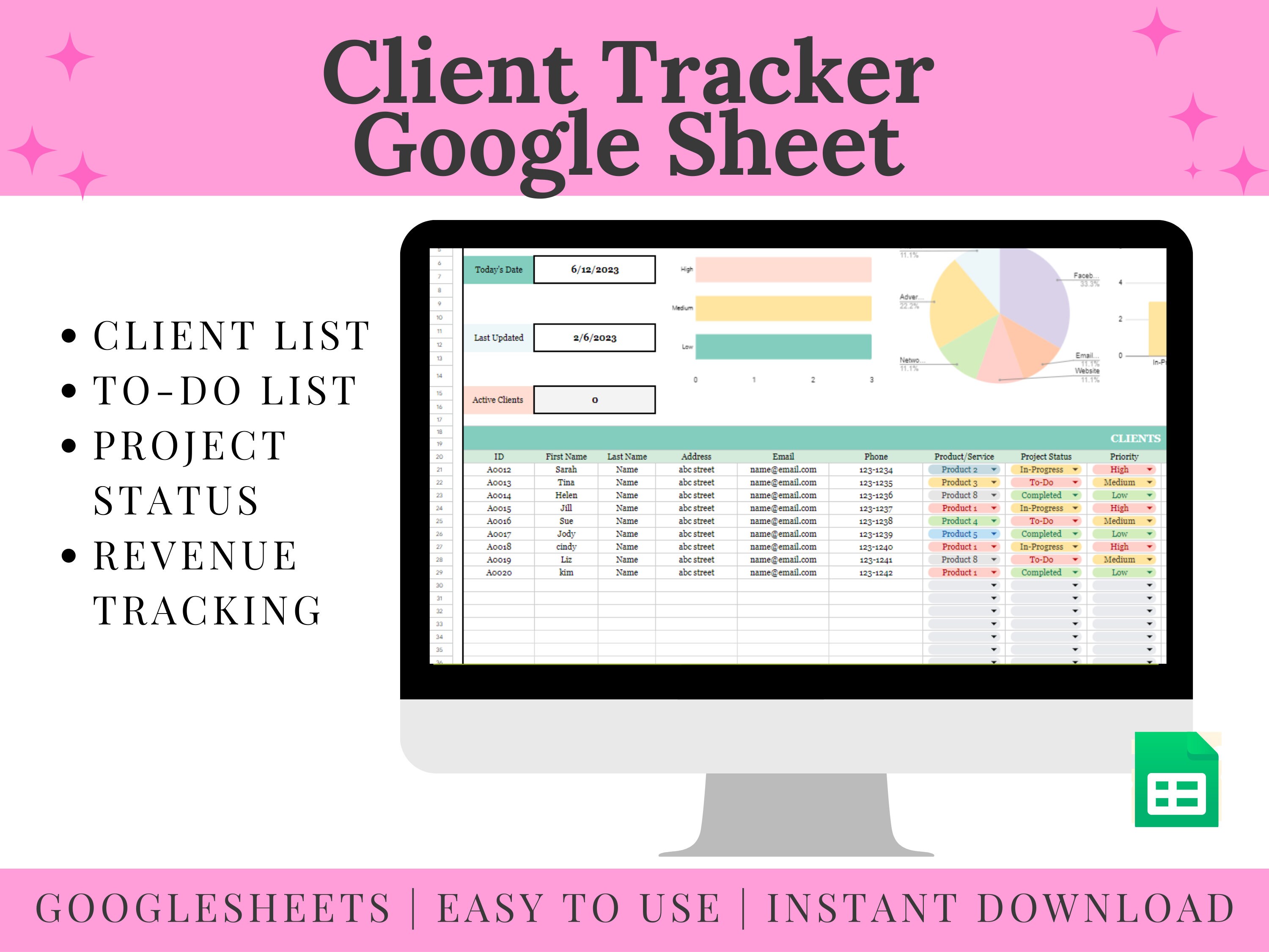 Google Sheets Project Management Dashboard Client & Task Tracker ...