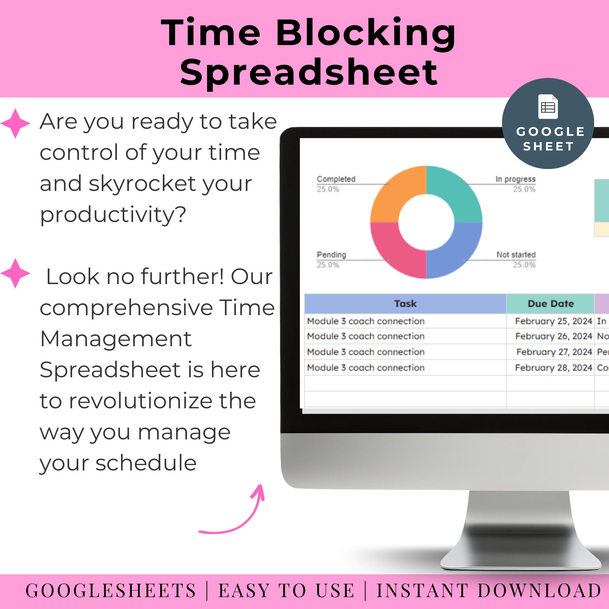 Google Sheets Time Management Template for Professionals Best Time Blocking Spreadsheet for ...