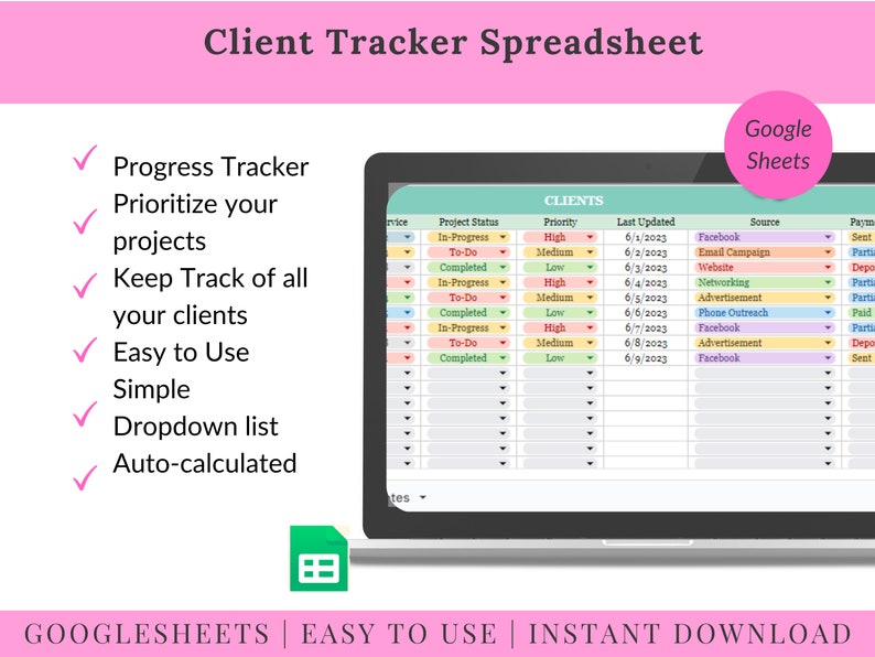 Google Sheets Project Management Dashboard Client & Task Tracker ...