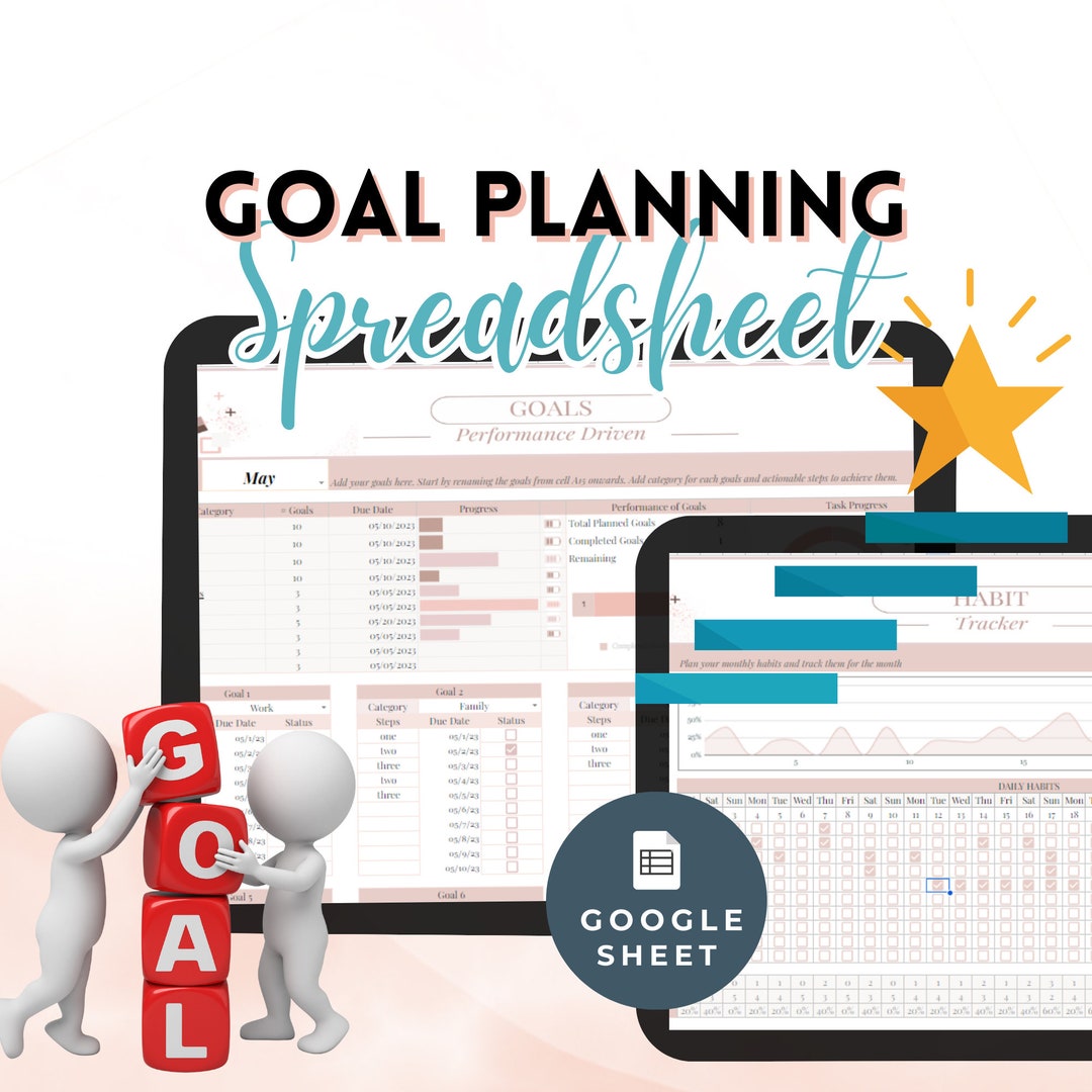 Goal Planning Google Sheet Spreadsheet Template Habit Tracker Fully ...