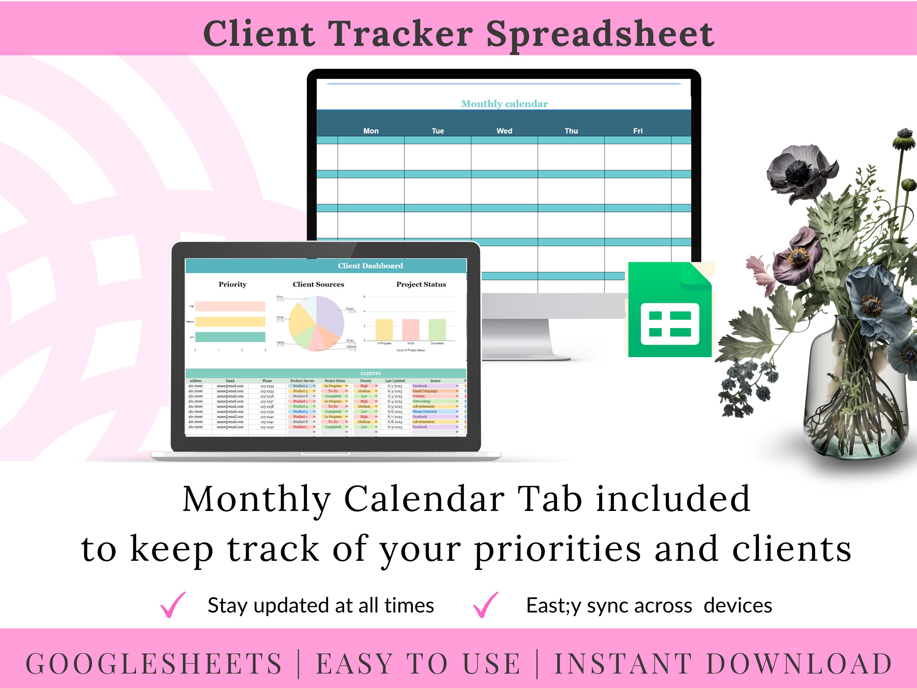 Google Sheets Project Management Dashboard Client & Task Tracker ...