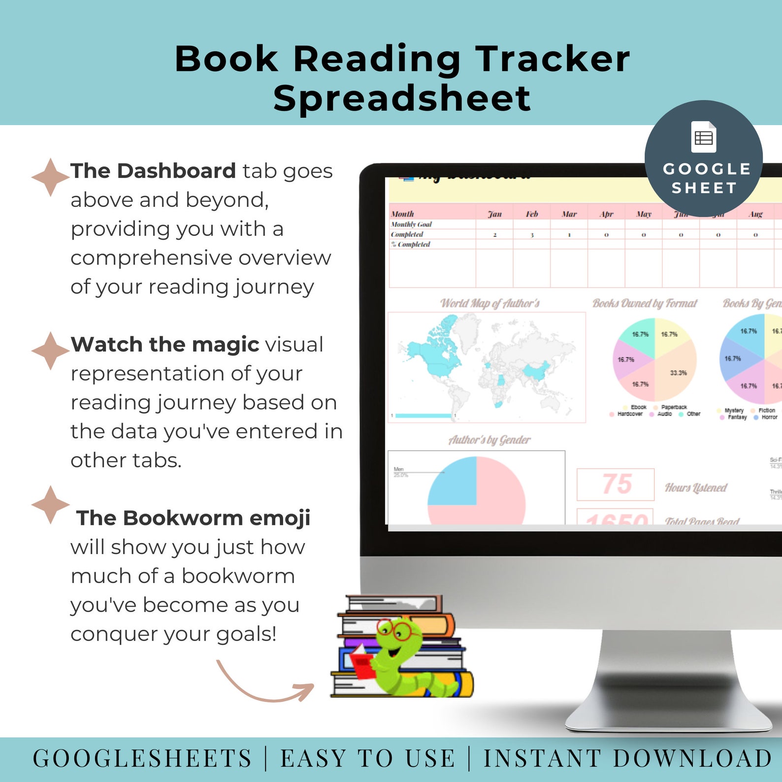Book Tracker Spreadsheet Google Sheets Reading List Planning Log Book ...