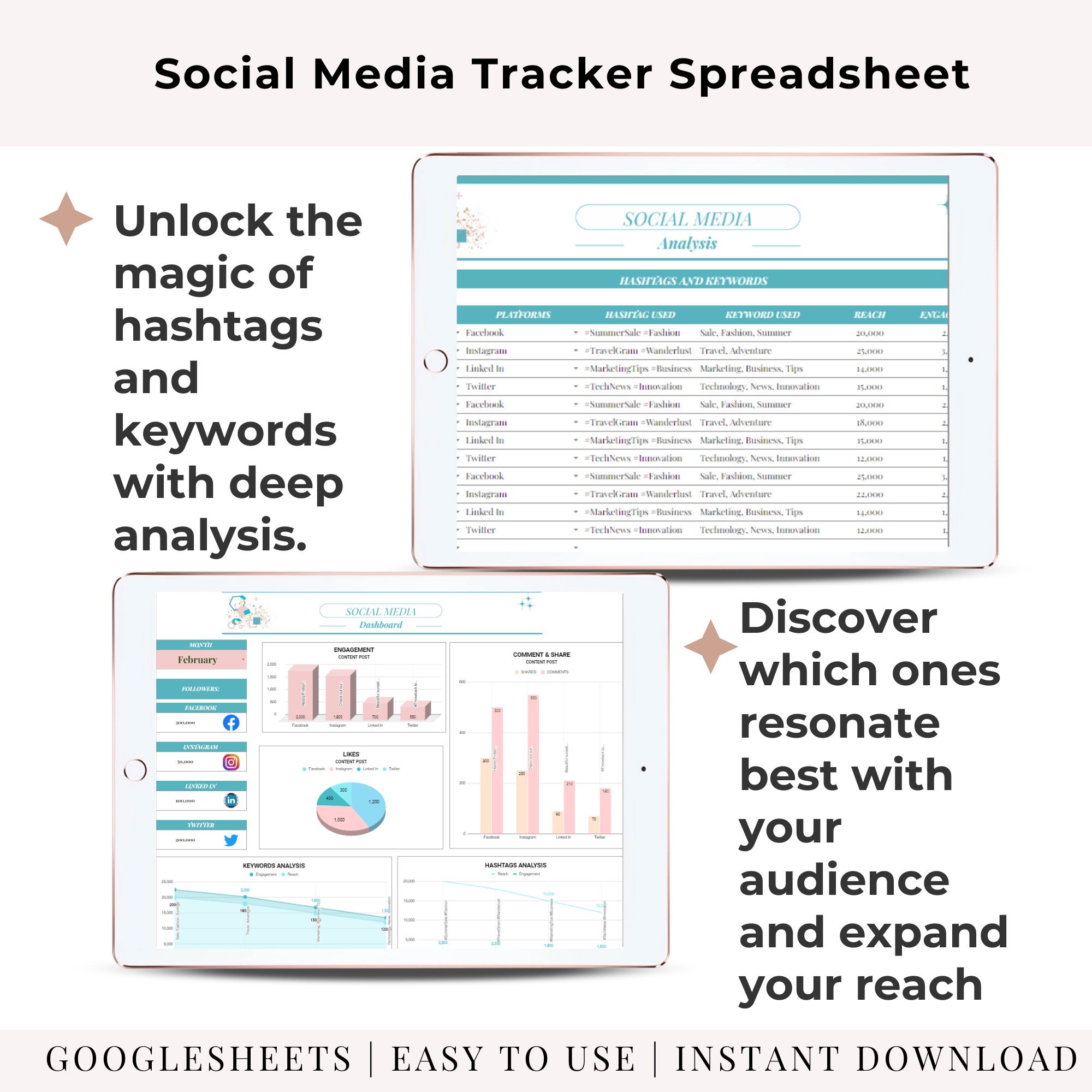 Social Media Tracker Google Sheet: Follower & Engagement Analytics ...