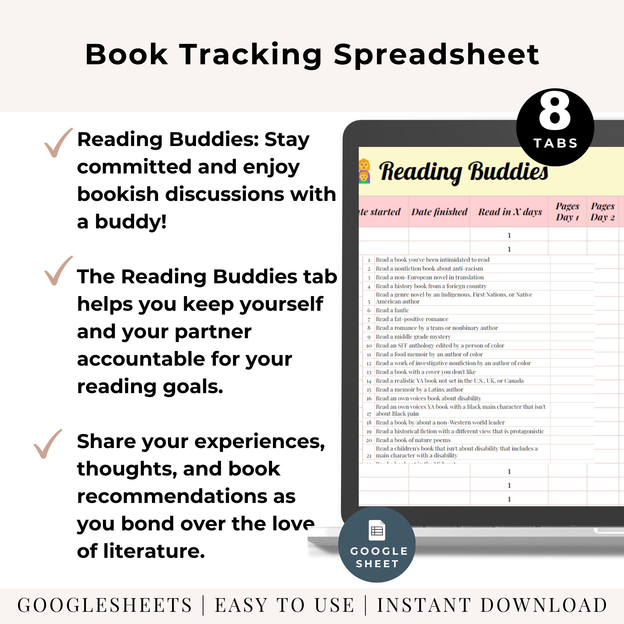 Reading Tracker Spreadsheet Google Sheets Book Reading Spreadsheet Log ...