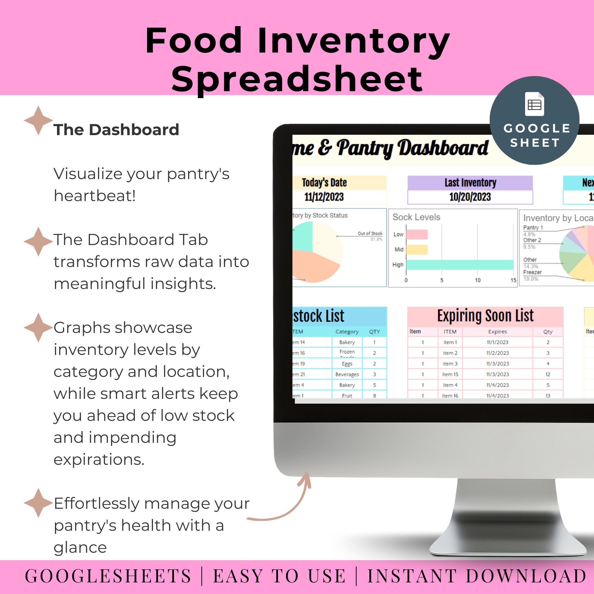 Kitchen Inventory Spreadsheet Template Checklist Grocery List Printable ...