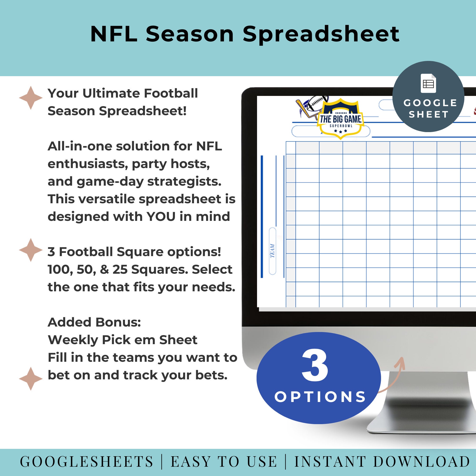 Football Squares Printable Spreadsheet Football Squares Editable ...