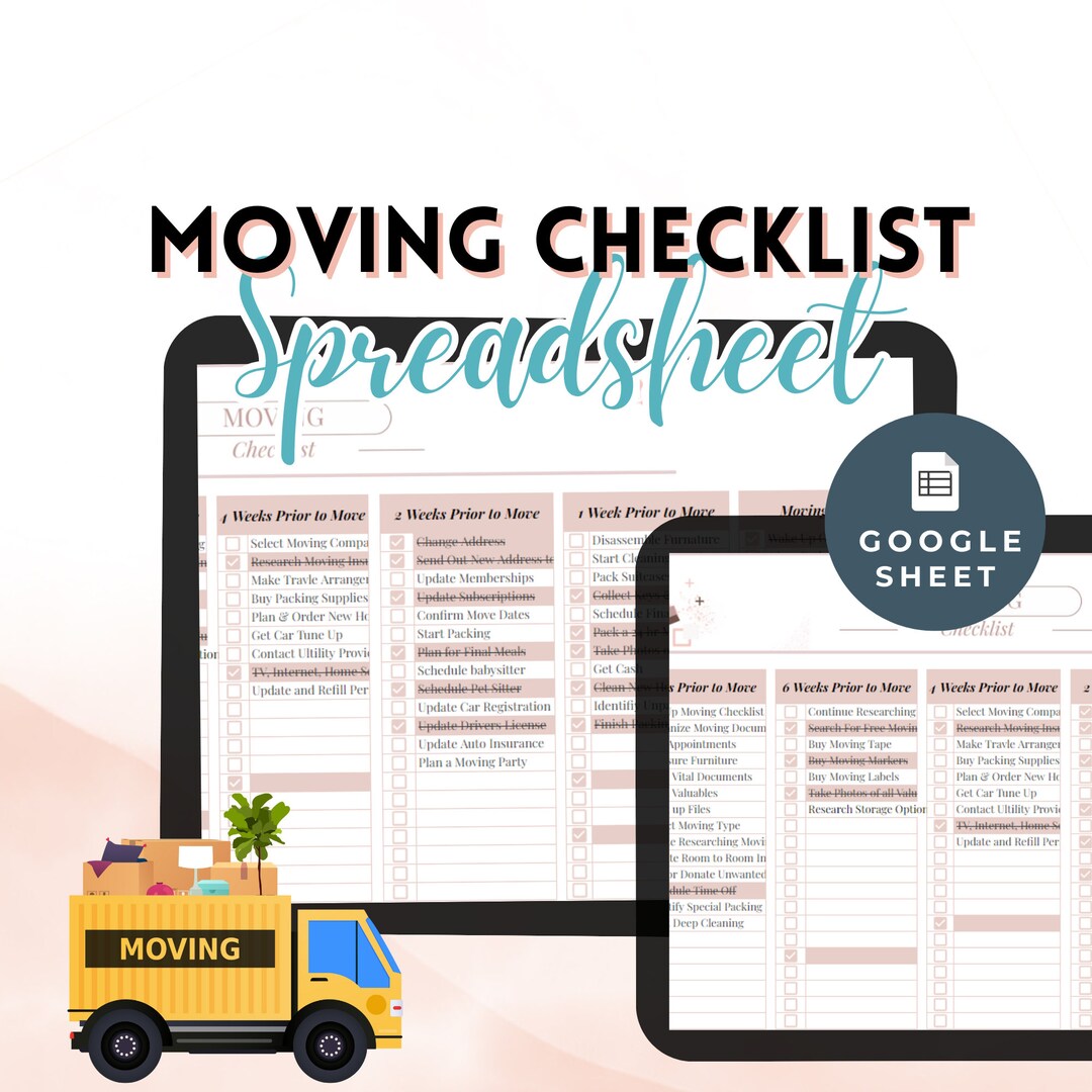 Moving Checklist Spreadsheet: Room-by-room Planner (digital Download ...