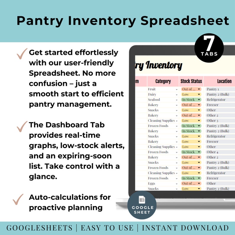 Pantry Inventory Tracker: Google Sheets Template (digital Download) - Etsy