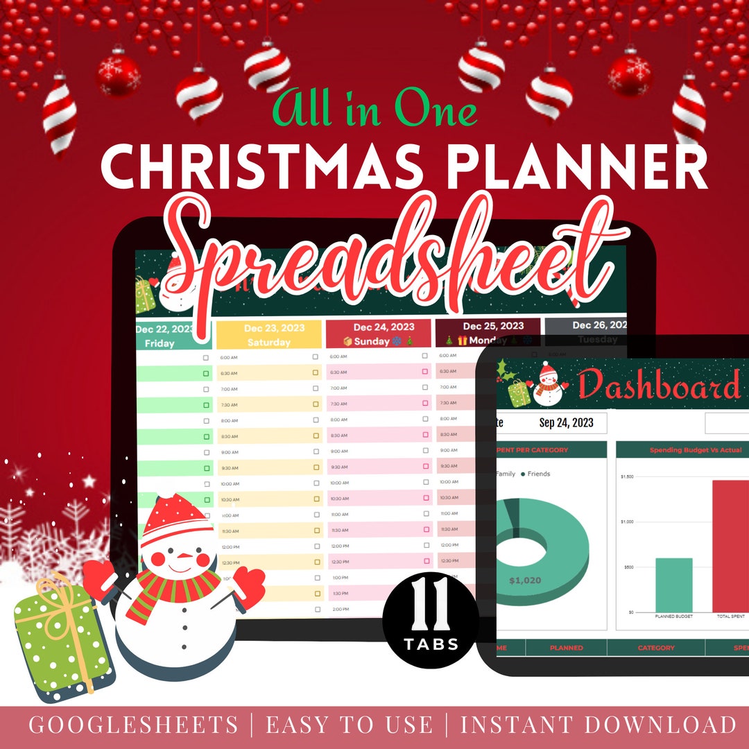 Christmas Planner Spreadsheet Google Sheets Gift Tracker Guide Budget ...