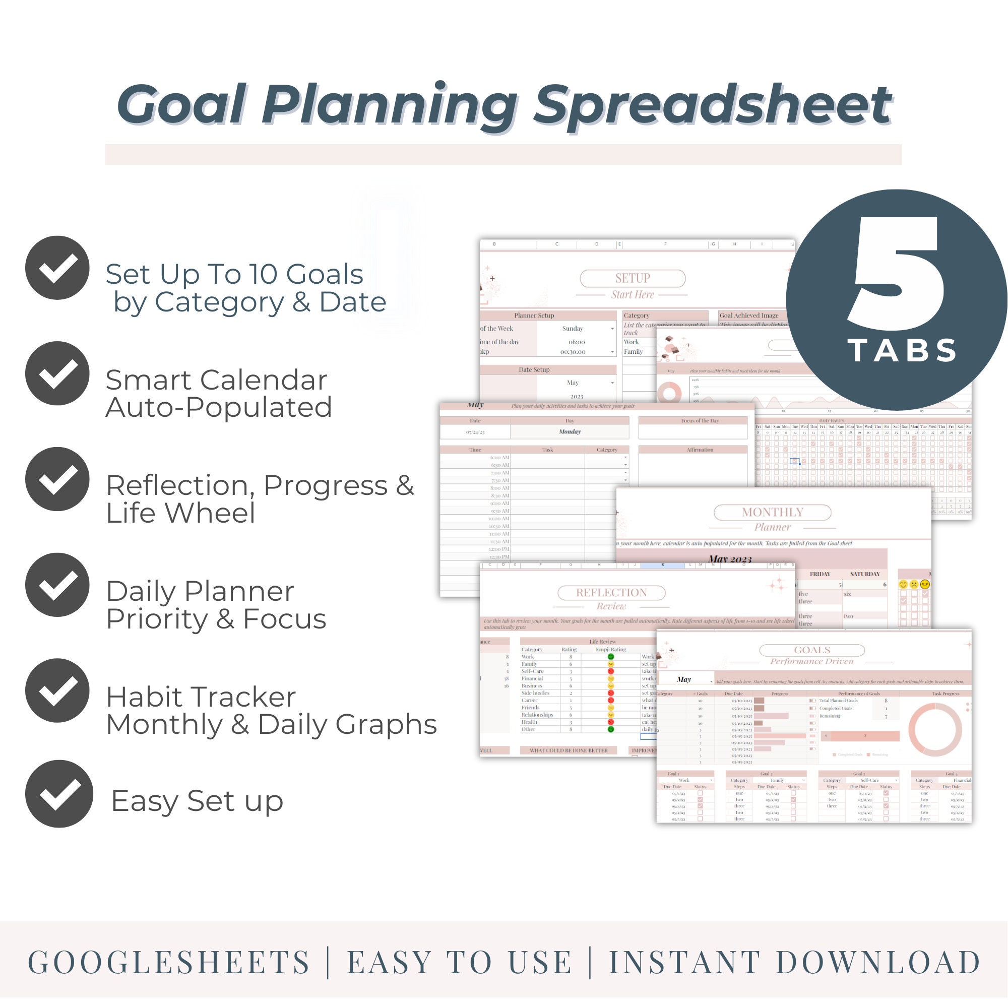 12 Week Year Goal Planner Spreadsheet Google Sheets Planner Goal ...