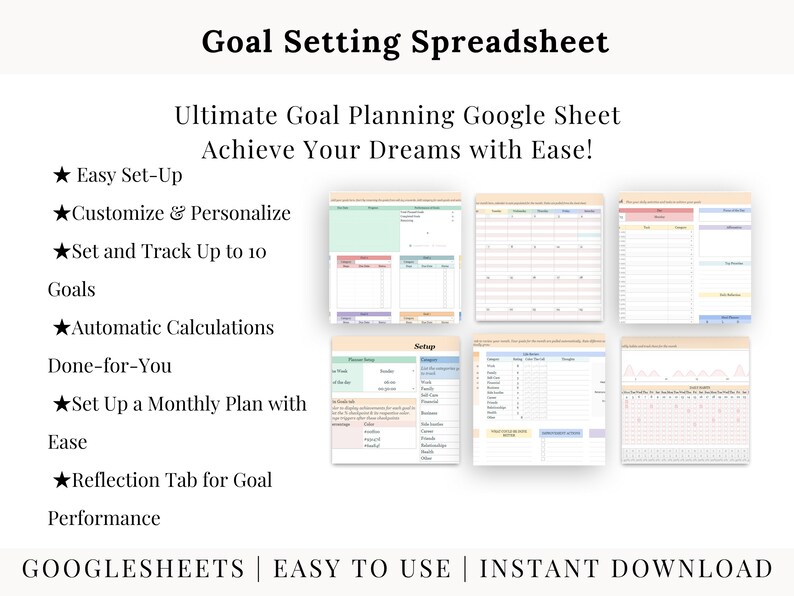 Goal Setting Template Google Sheet Goal Planning Spreadsheet Goal ...