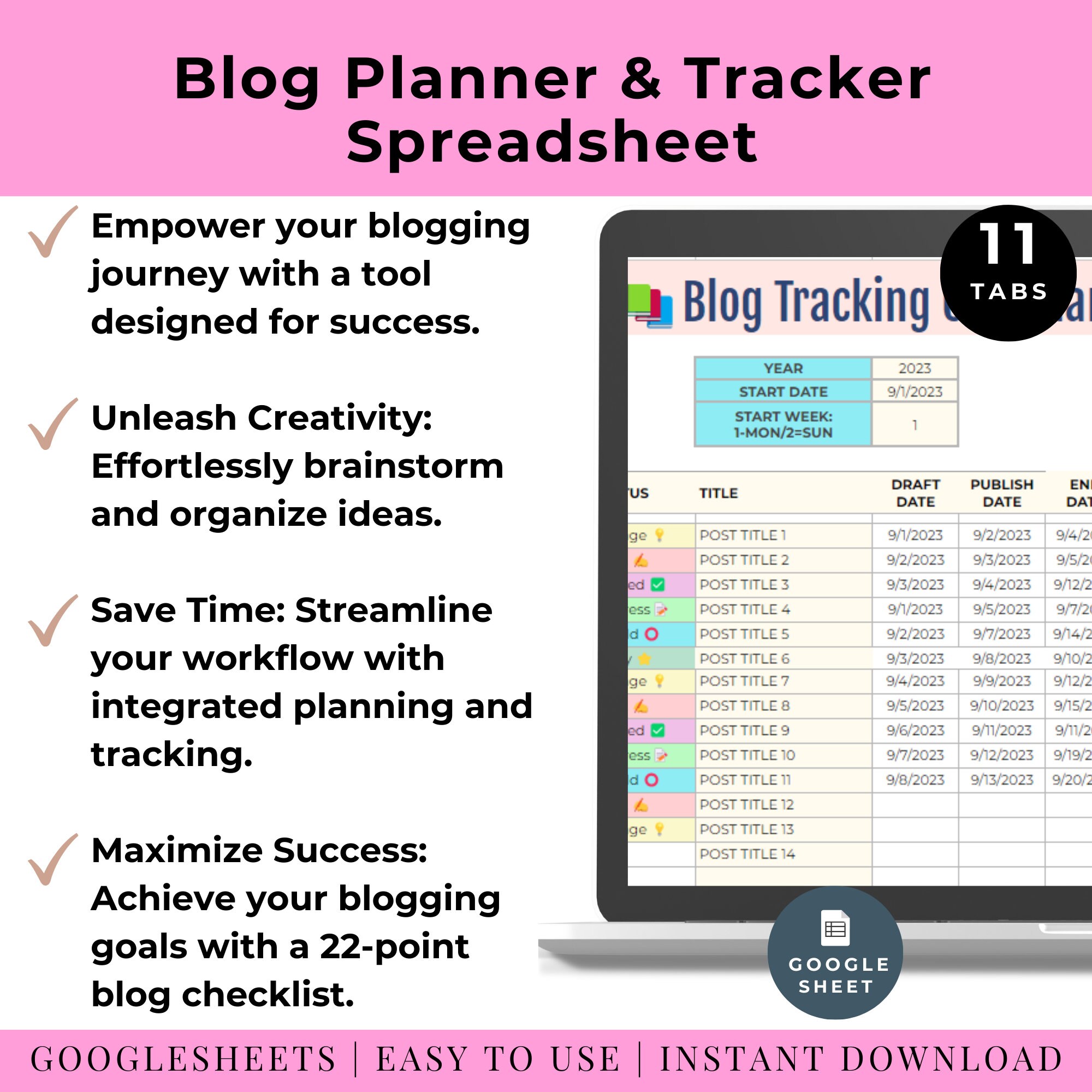 Blog Post Planner Template Blog Strategy Template Easy Blog - Etsy