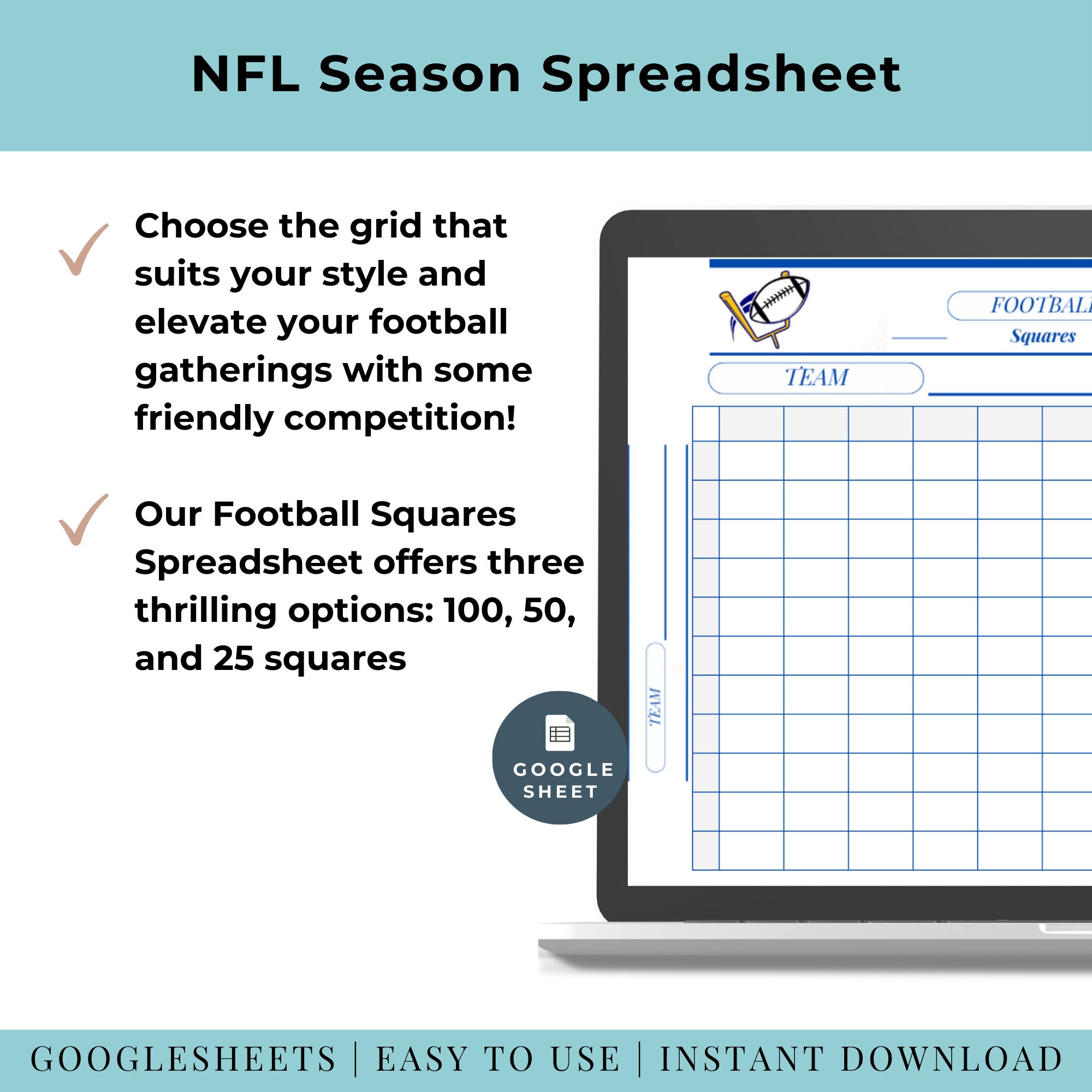 Football Squares Printable Spreadsheet Football Squares Editable ...