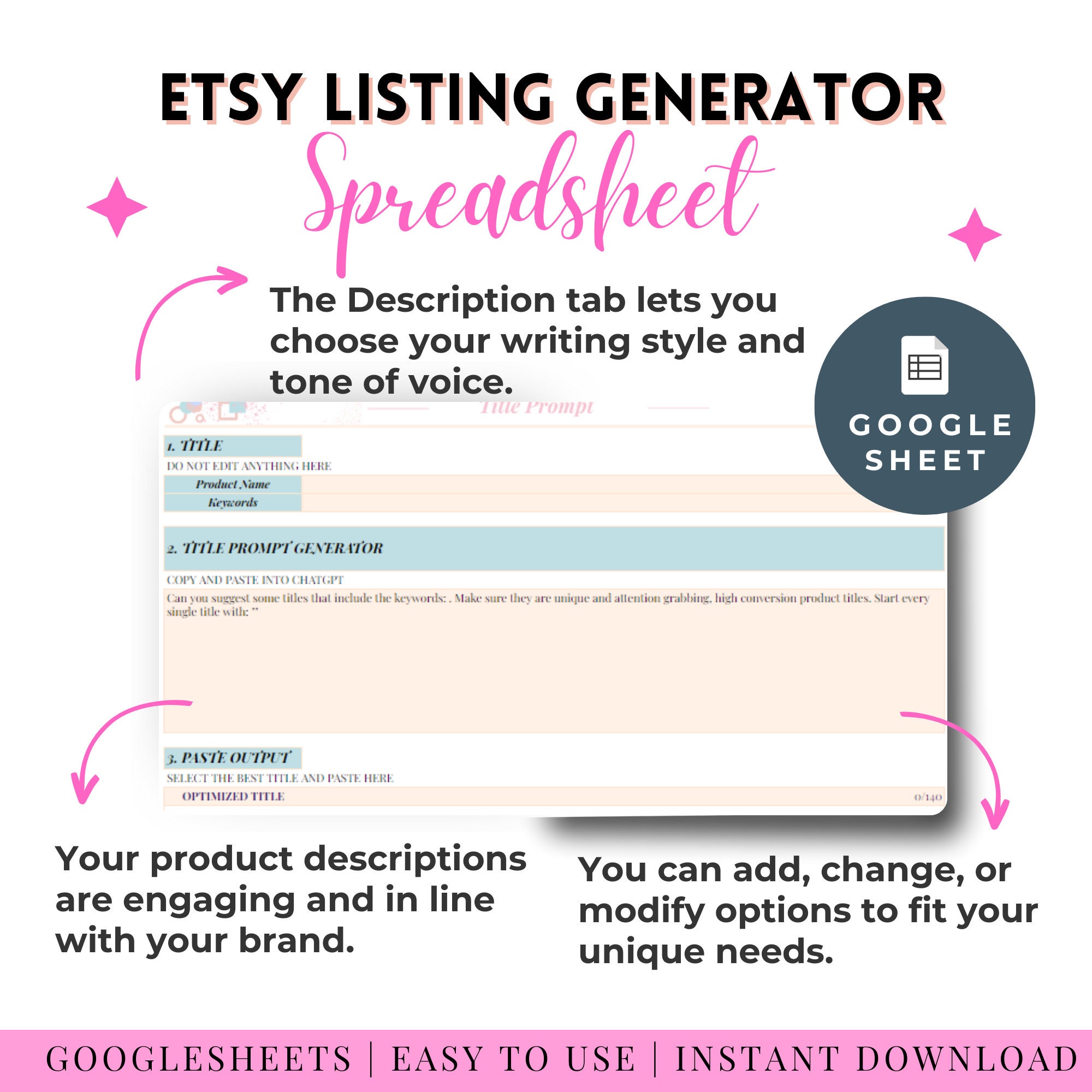 Chat GPT Esty Listing Generator Chatgpt Etsy Generator SEO Listing ...