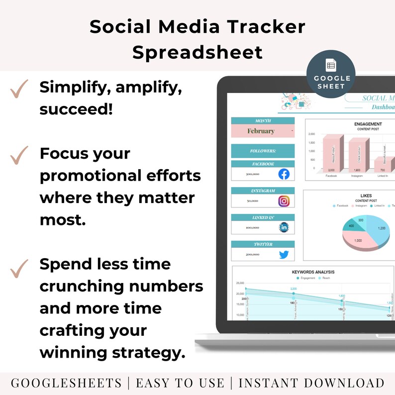 Social Media Tracker Google Sheet: Follower & Engagement Analytics ...