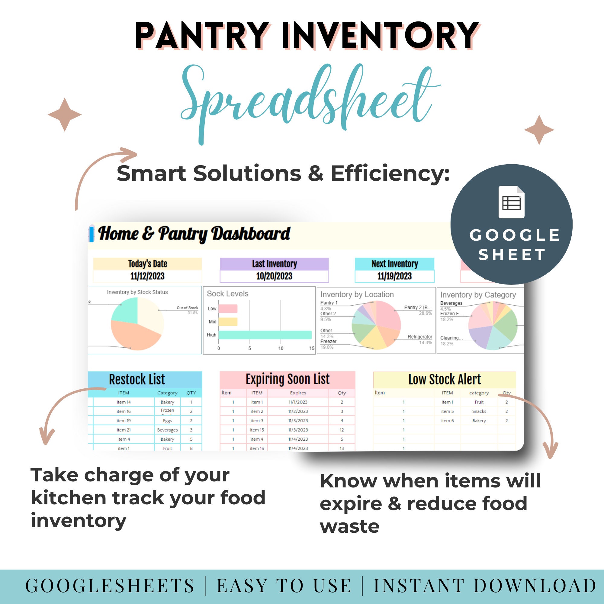 Pantry Inventory Tracker Template Printable Spreadsheet Google Sheets ...
