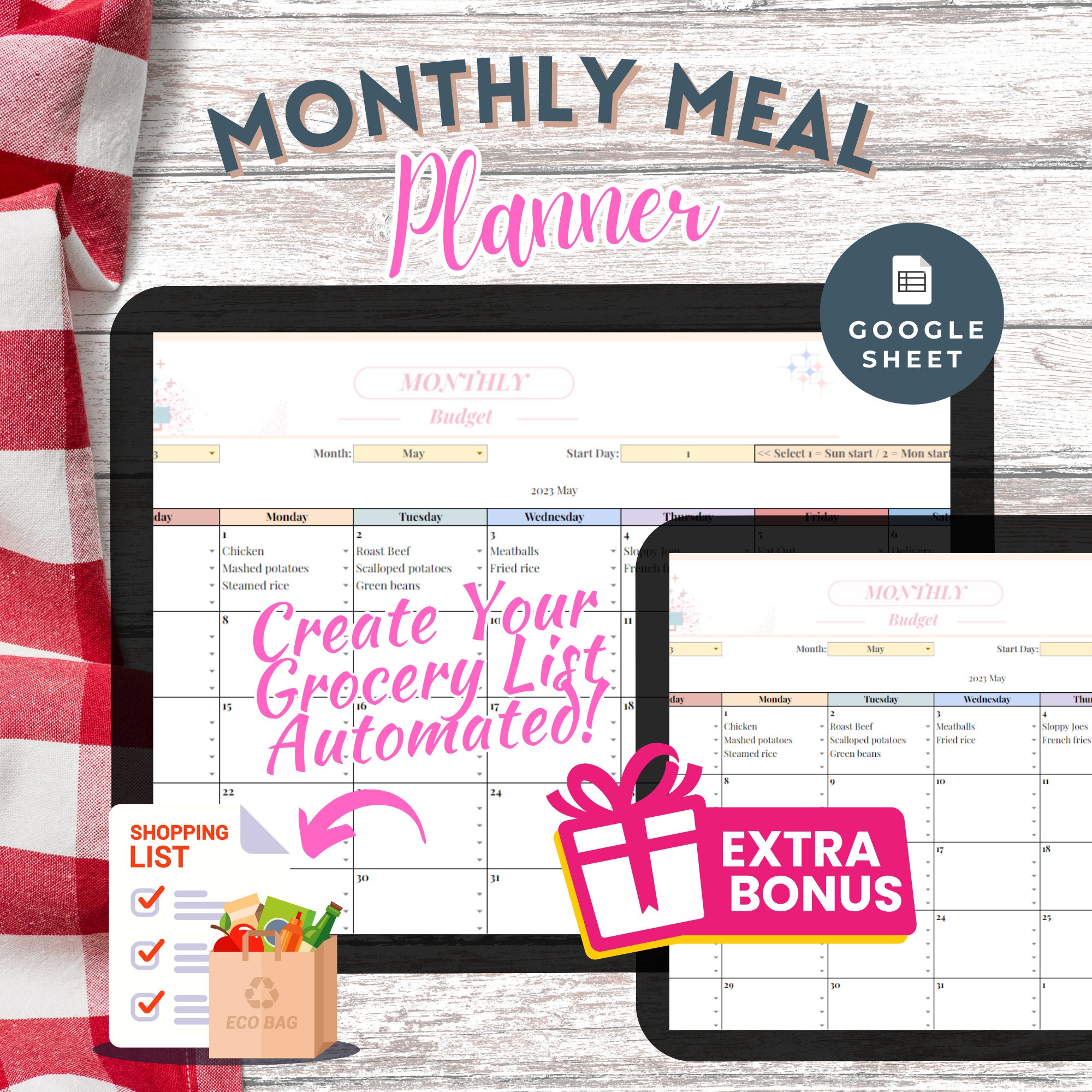 Meal Plan Spreadsheet Template Google Sheets Weekly Meal Plan ...