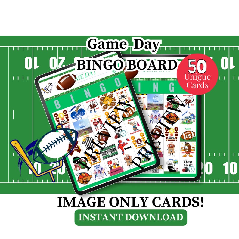 Pro Football Bingo Game: 50 Unique Printable Cards (PDF) - Etsy