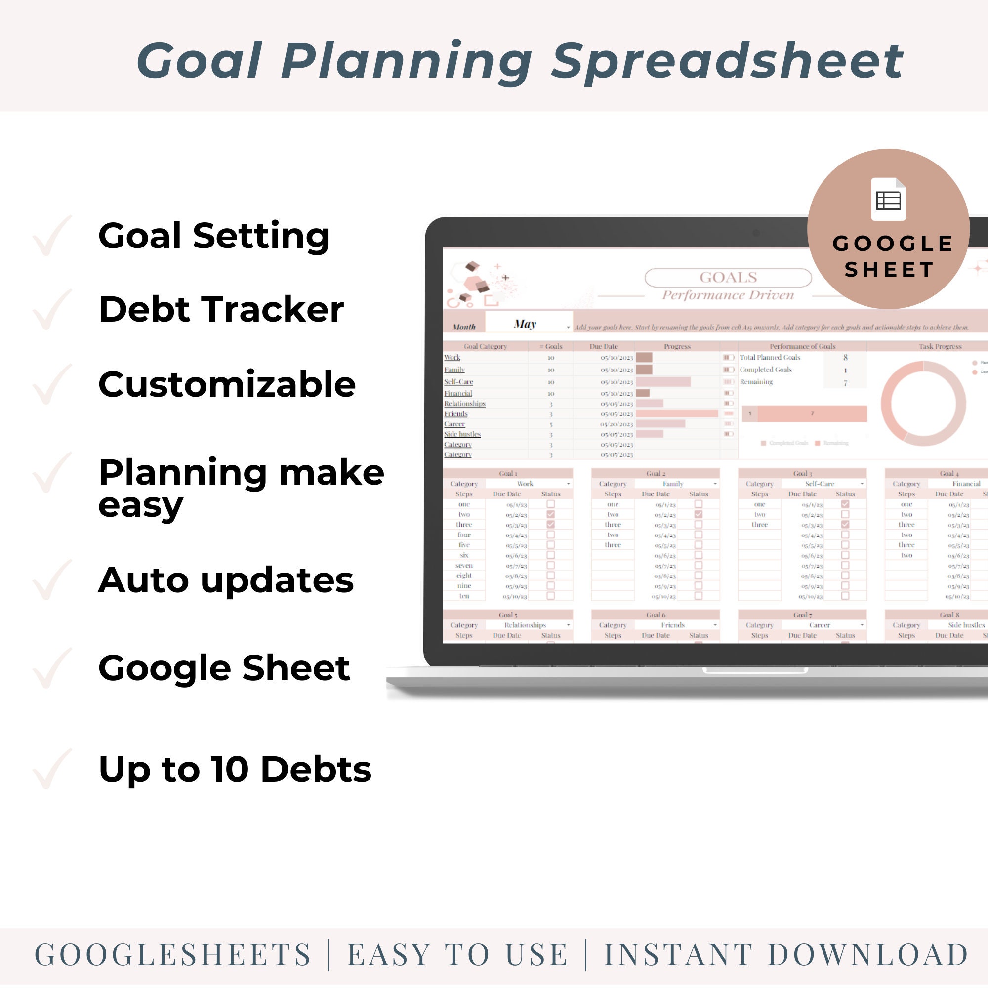 12 Week Year Goal Planner Spreadsheet Google Sheets Planner Goal ...