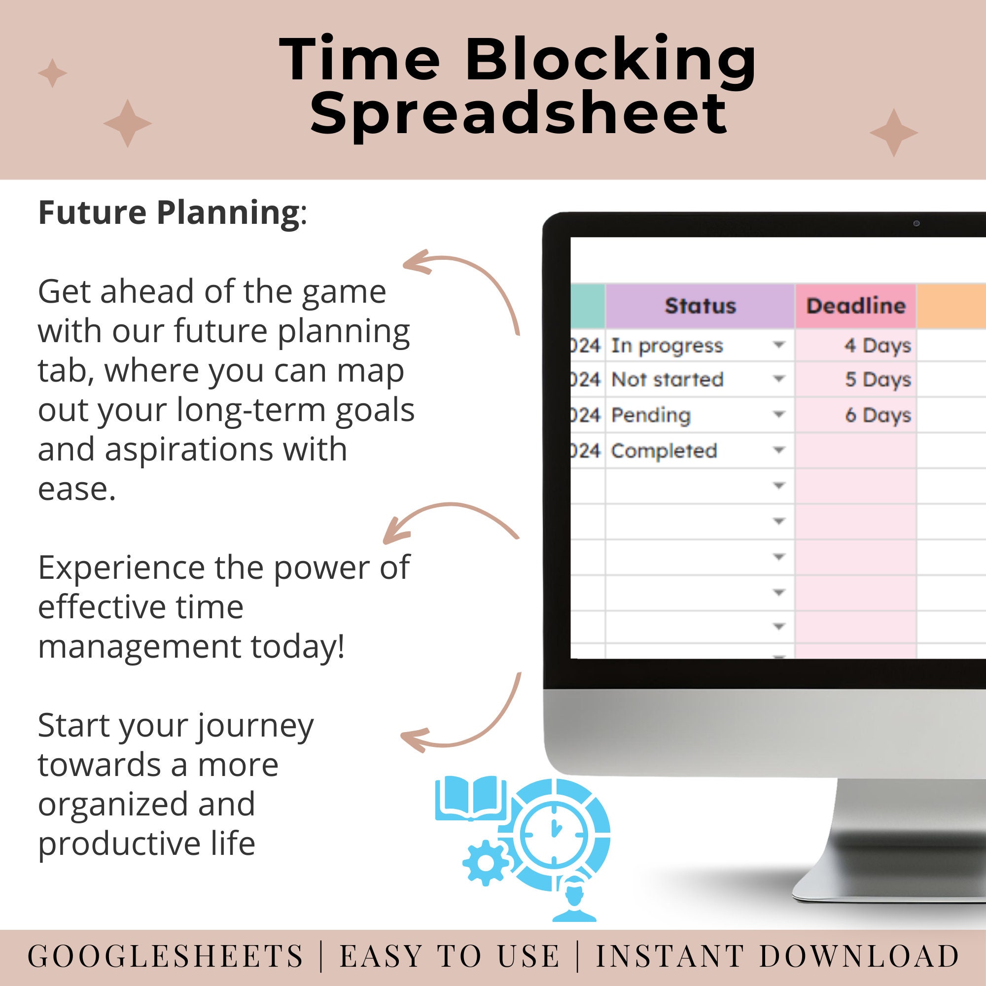 Time Tracker Time Management Template Time Blocking Planner Printable ...