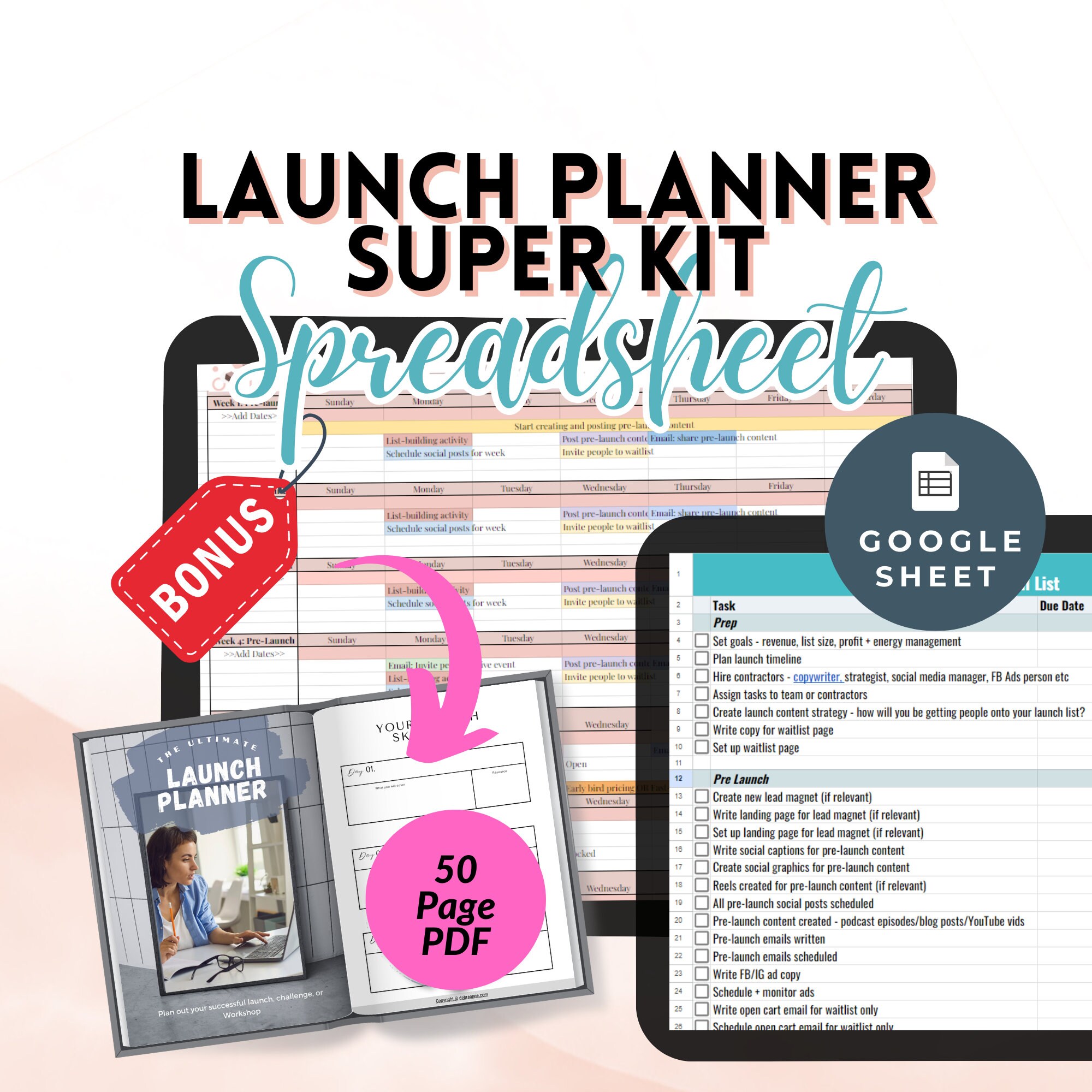 Launch Planner Guide Spreadsheet Combo Course Launch Sell Ultimate Creation Printable Guide ...