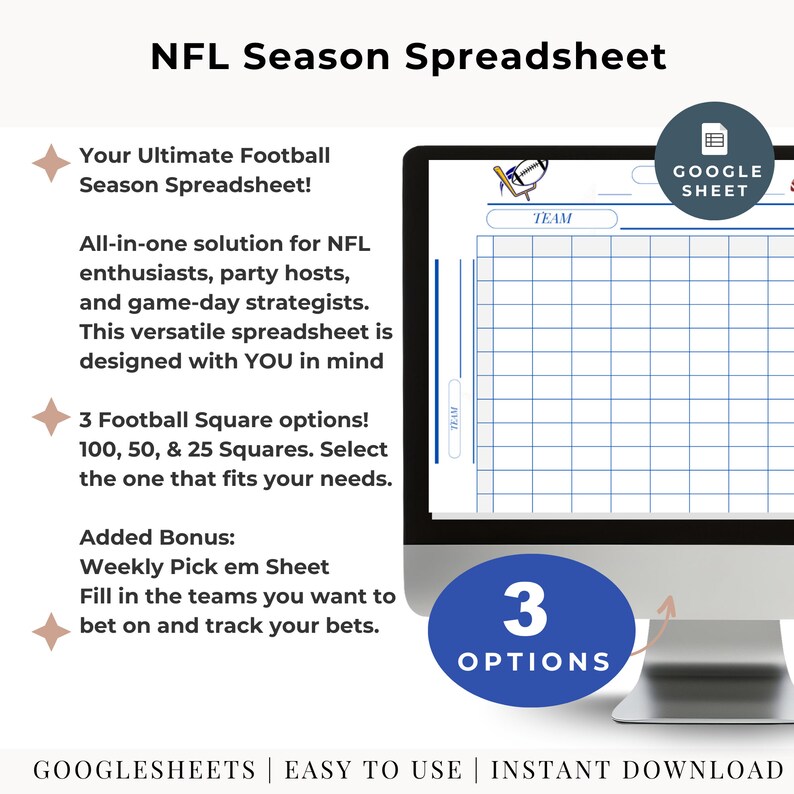 Football Squares Pool Board Template (digital Download) - Etsy
