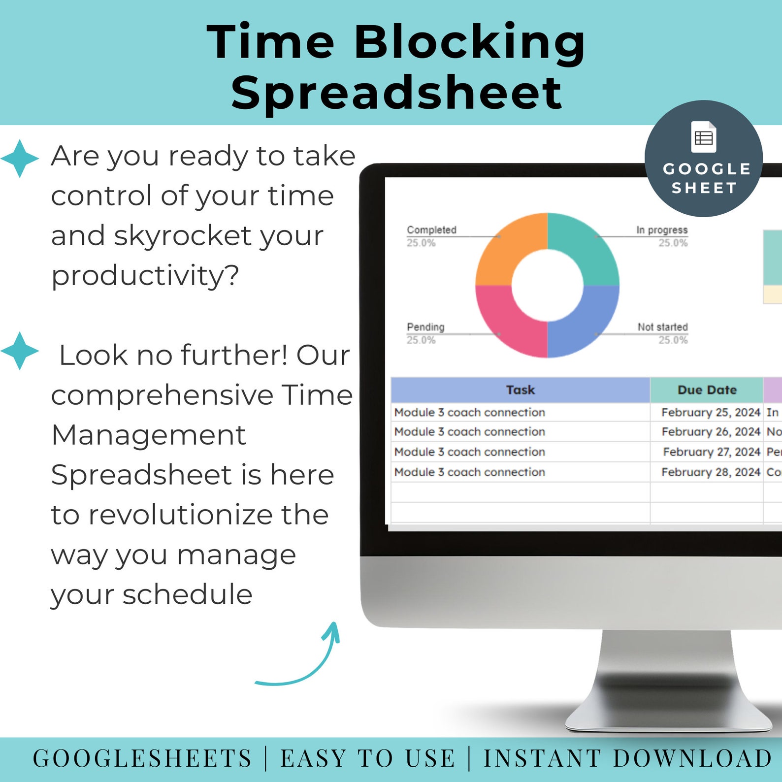 Time Blocking Planner Spreadsheet Time Boxing Daily Schedule Effortless ...