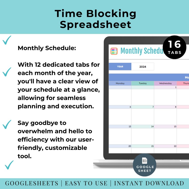 Time Blocking Planner Spreadsheet Time Boxing Daily Schedule Effortless System Management ...