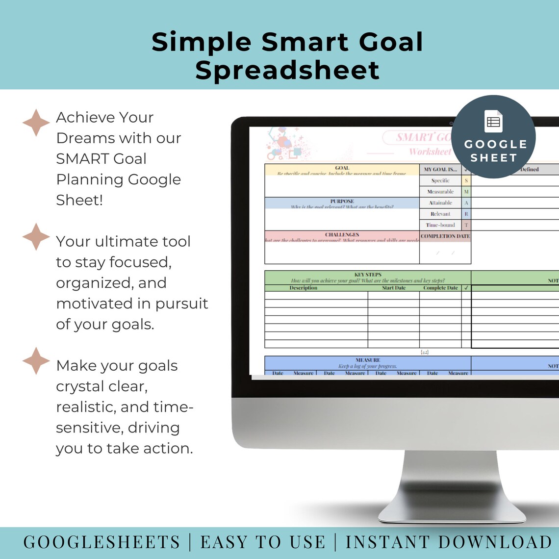SMART Goal Planner: 12 Week Google Sheets Tracker (digital Download) - Etsy