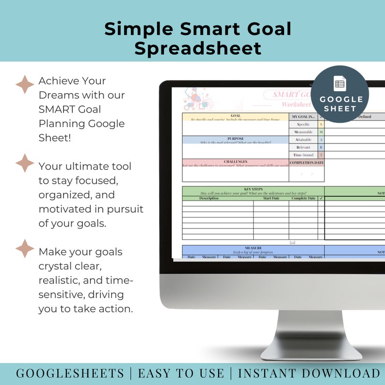 SMART Goal Planner: 12 Week Google Sheets Tracker (digital Download) - Etsy