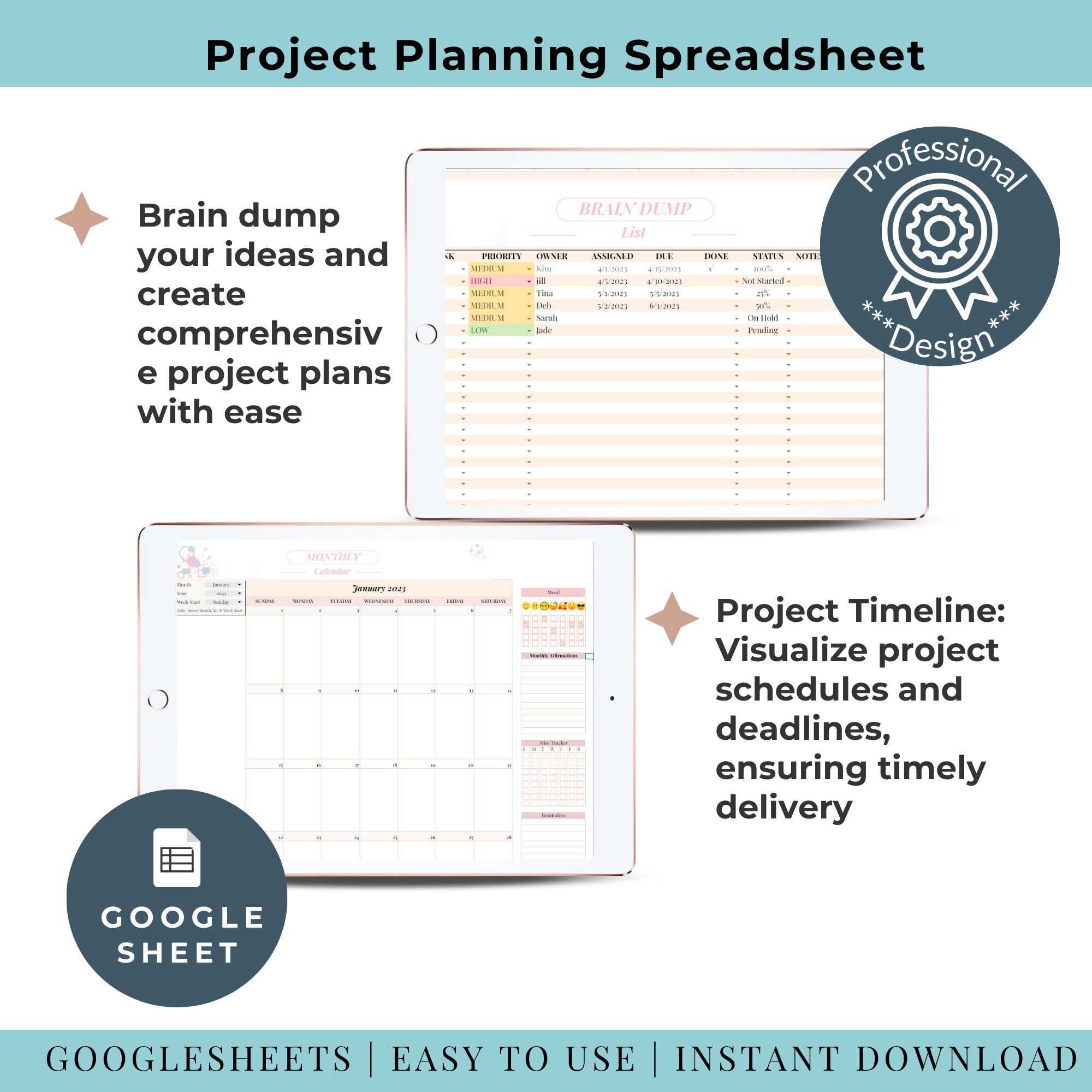 Project Planner Template Google Sheets Tracker Project Managementto Do ...