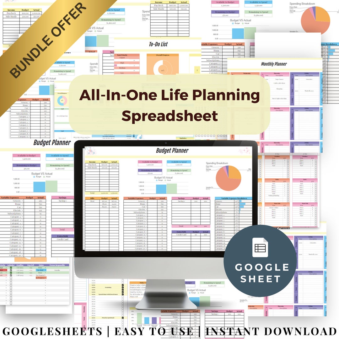 Ultimate Life Planner: All-in-one Google Sheets Template (digital) - Etsy