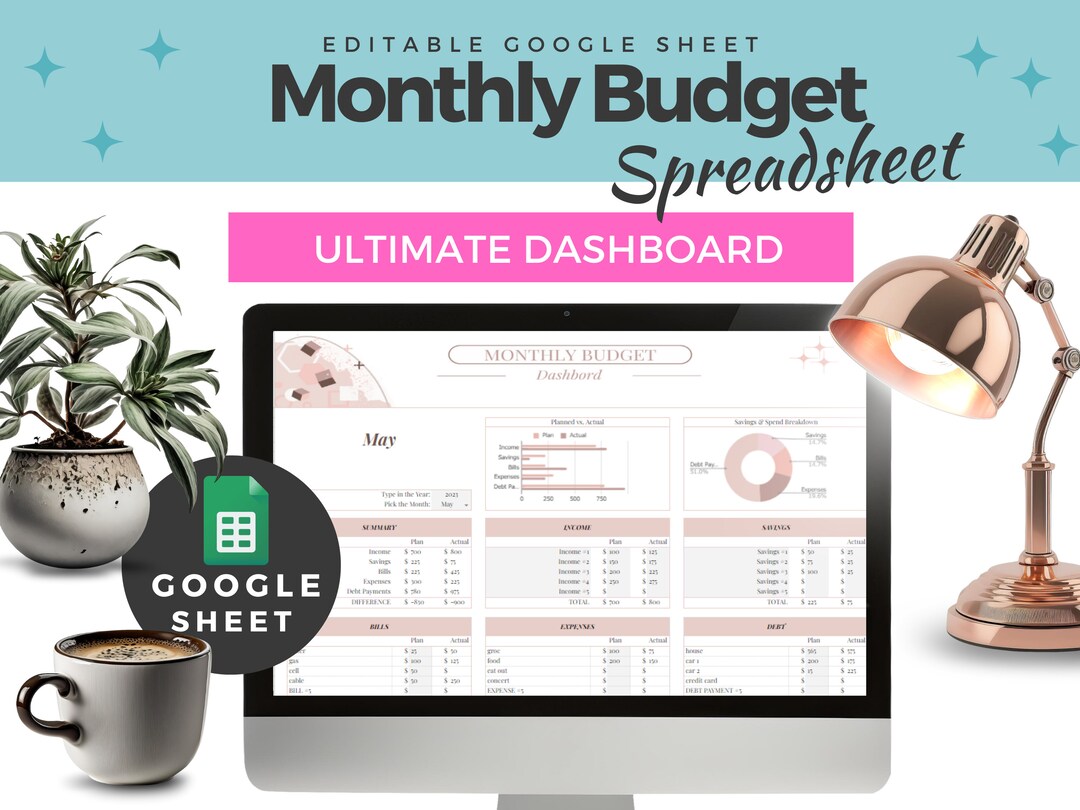 Personal Month Budget Template Simple Monthly Budget Template - Etsy